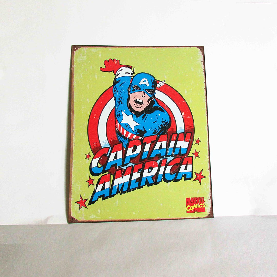 2007 Captain America Retro Metal Tin Sign Poster Wall Art Marvel ...
