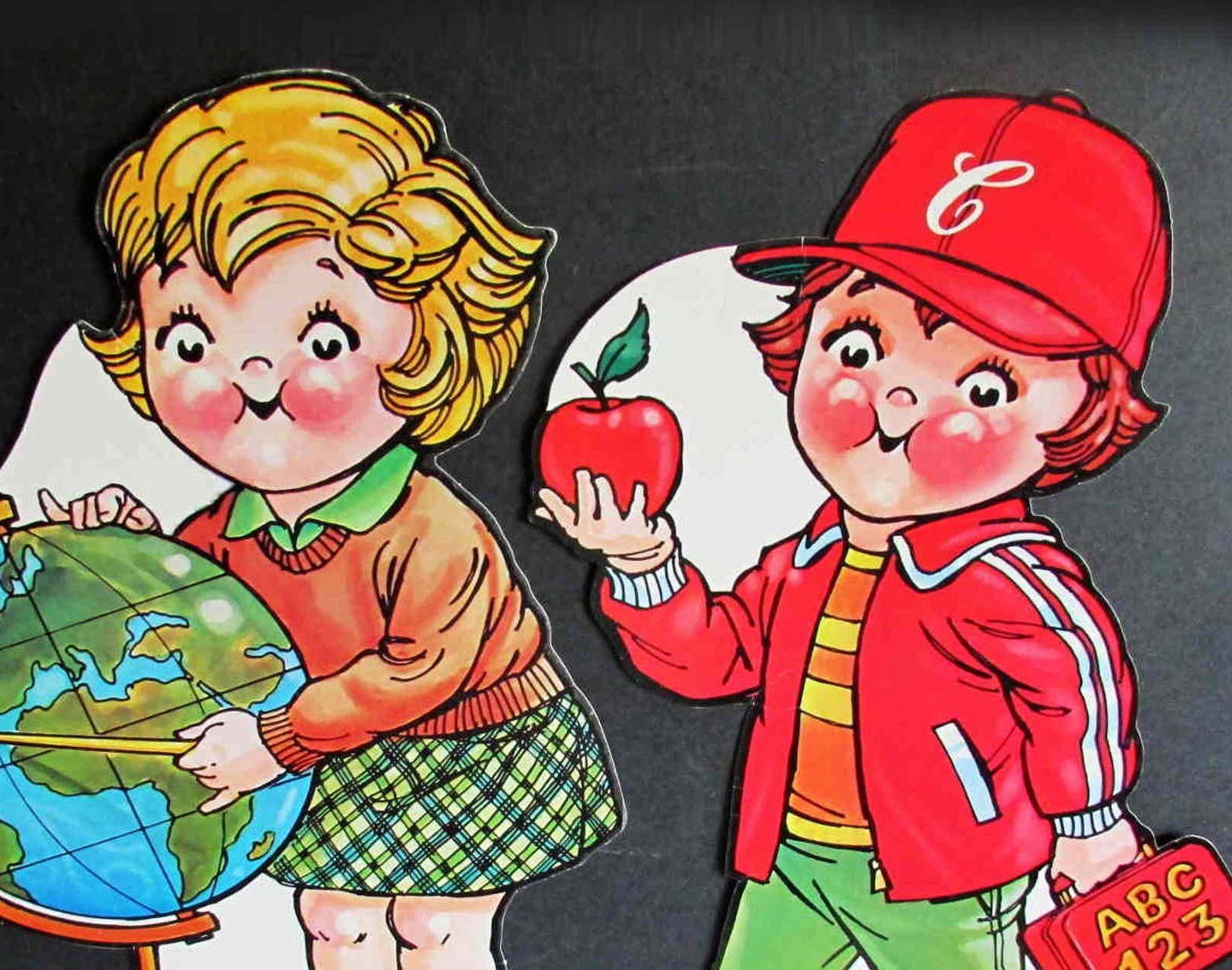 Two 1980s CAMPBELL'S KIDS Advert Signs Cardboard Die Cut Litho Cutouts ...