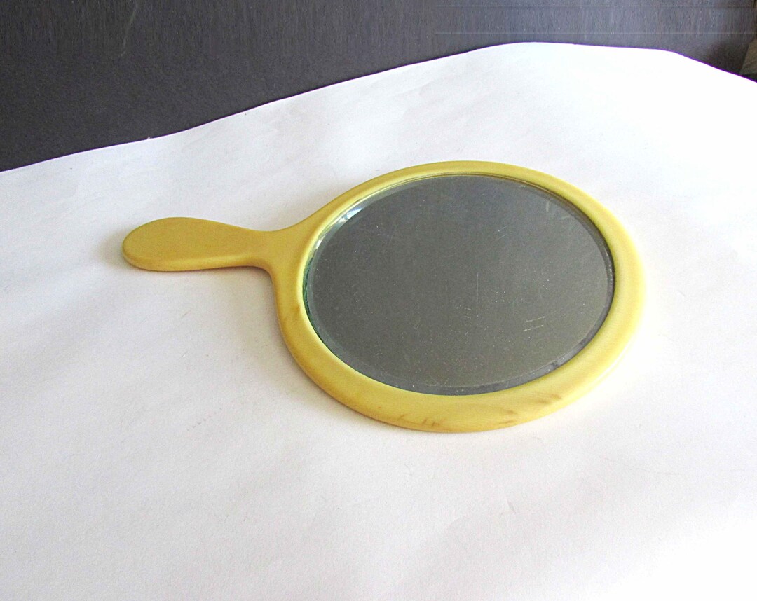 Vintage Mirror Hand Held Celluloid Pyraline Beveled Mirror Vintage ...