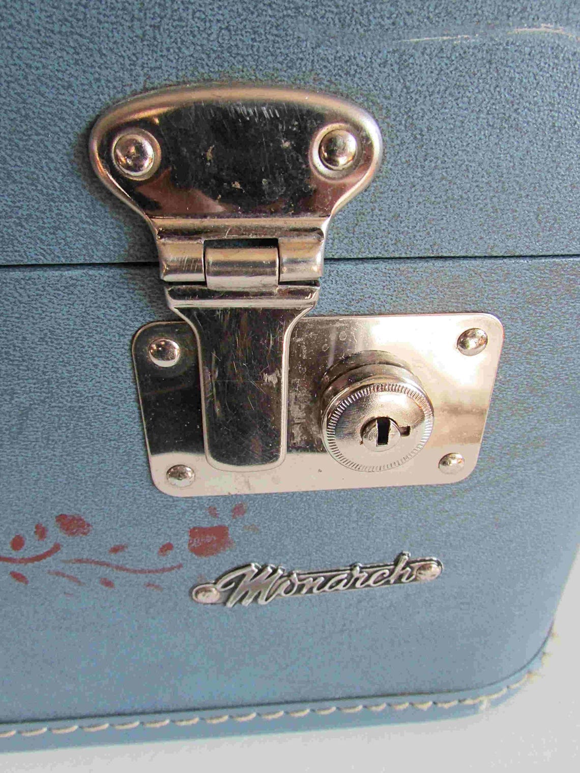 1960s Blue Hard Shell Train Case, Vintage Monarch Luggage (13.75 X 10. ...