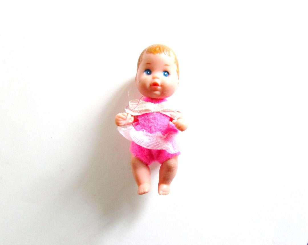 Vintage Mattel 1986 Plastic Girl Baby Doll Movable Neck 2.75" Tall FREE ...