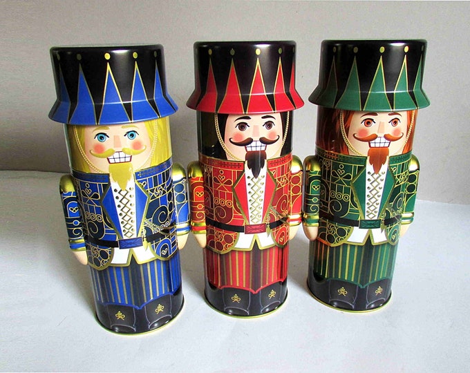 Nutcracker Soldier Trio Empty Metal Tins (4x10 Inches) Gift Set Bonnie ...