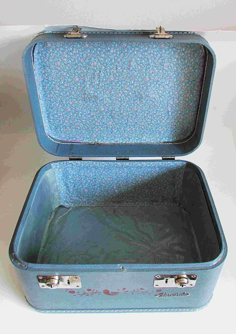 1960s Blue Hard Shell Train Case, Vintage Monarch Luggage (13.75 X 10. ...