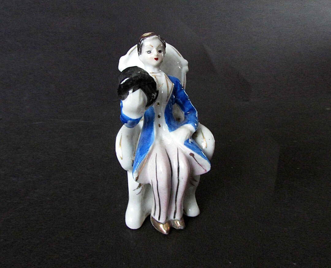 Vintage Elegant Porcelain Gentleman in Chair Top Hat Figure Made in ...
