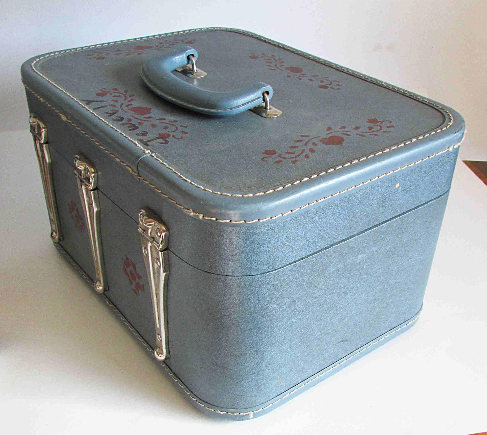 1960s Blue Hard Shell Train Case, Vintage Monarch Luggage (13.75 X 10. ...