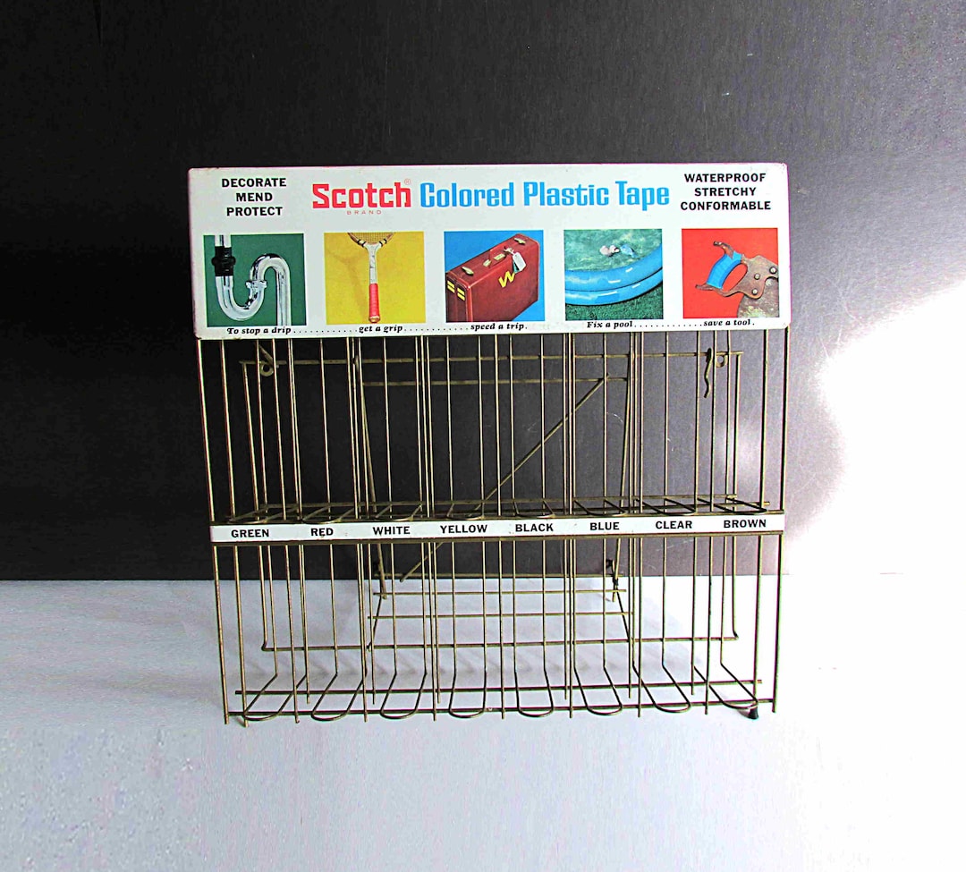 Vintage 1970s Scotch Plastic Tape Steel Wire Rack Store Display Shelf ...