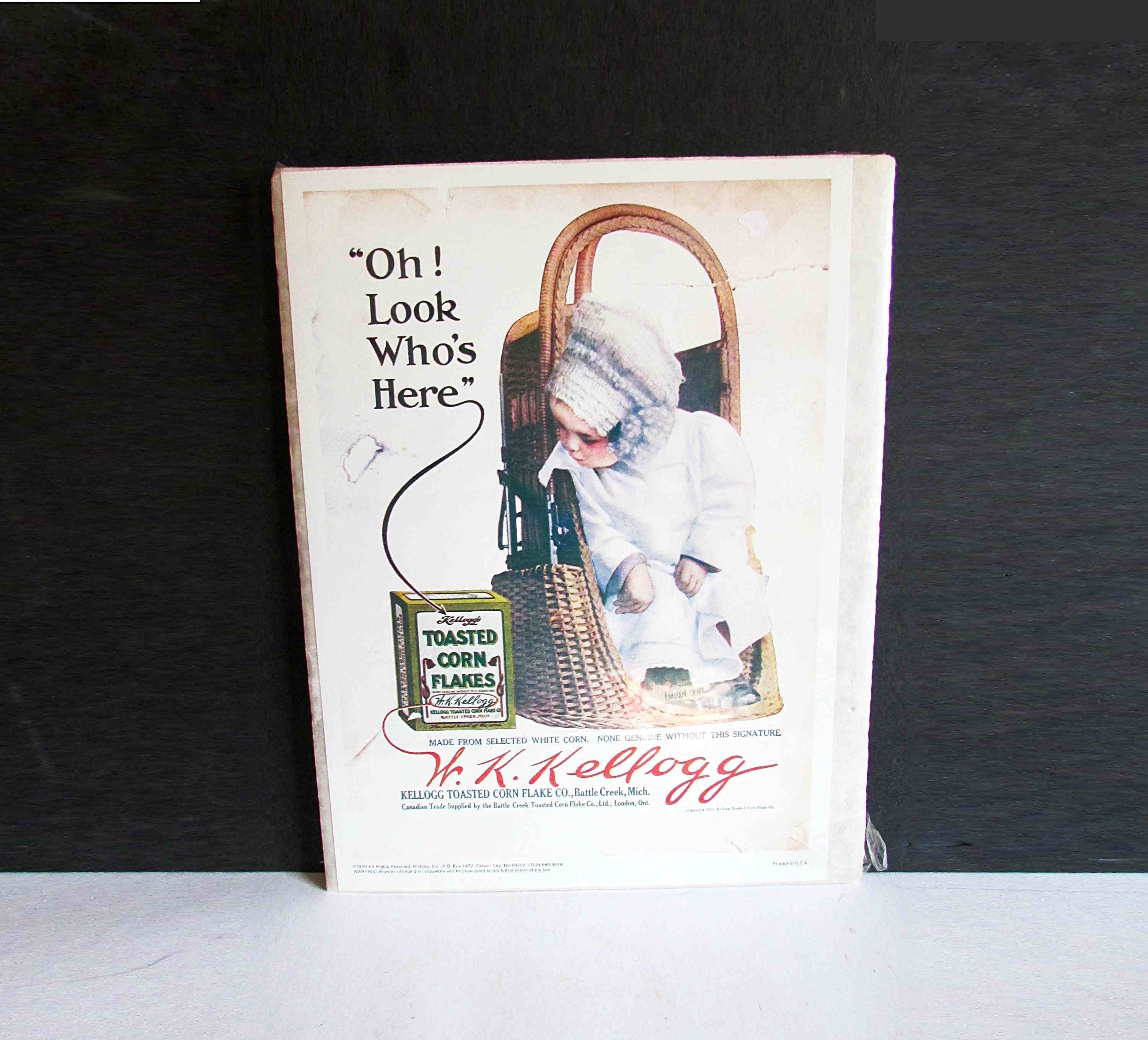 Kellogg Corn Flakes 1910 Advertising Poster Made USA 1976 10x14" FREE ...