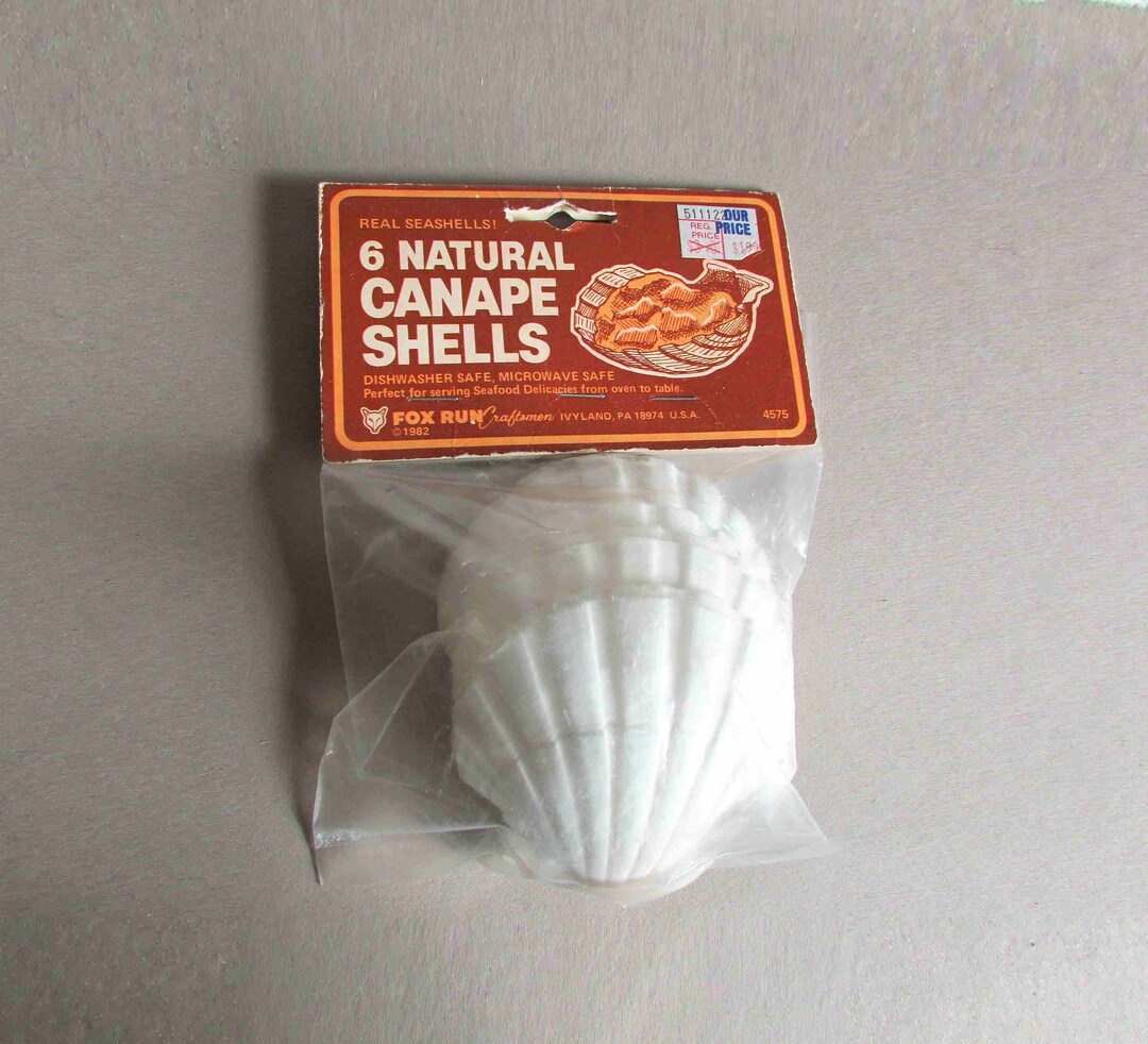 Vintage Set 6 Natural Canape Baking Sea Shells Appetizer Seafood ...