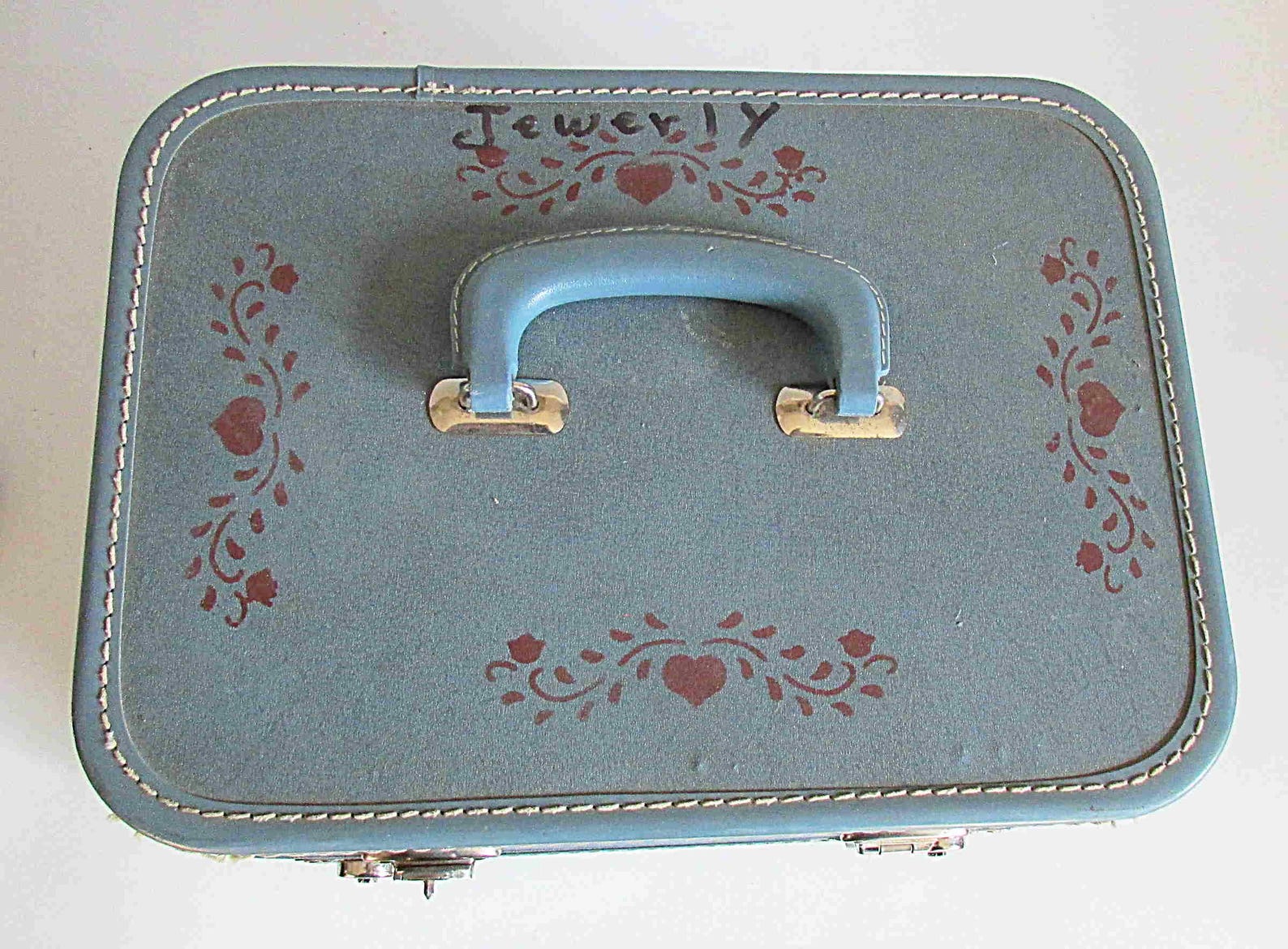 1960s Blue Hard Shell Train Case, Vintage Monarch Luggage (13.75 X 10. ...