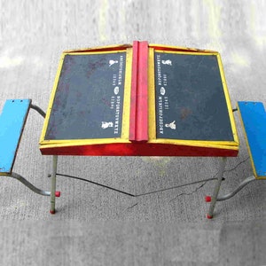 Vintage ATF Toys Children's Double Flip up Chalkboard Desk With Seats ...