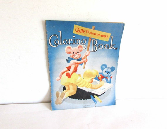 1940s Large Format Coloring Book by Samuel Lowe Quiet Artist - Etsy