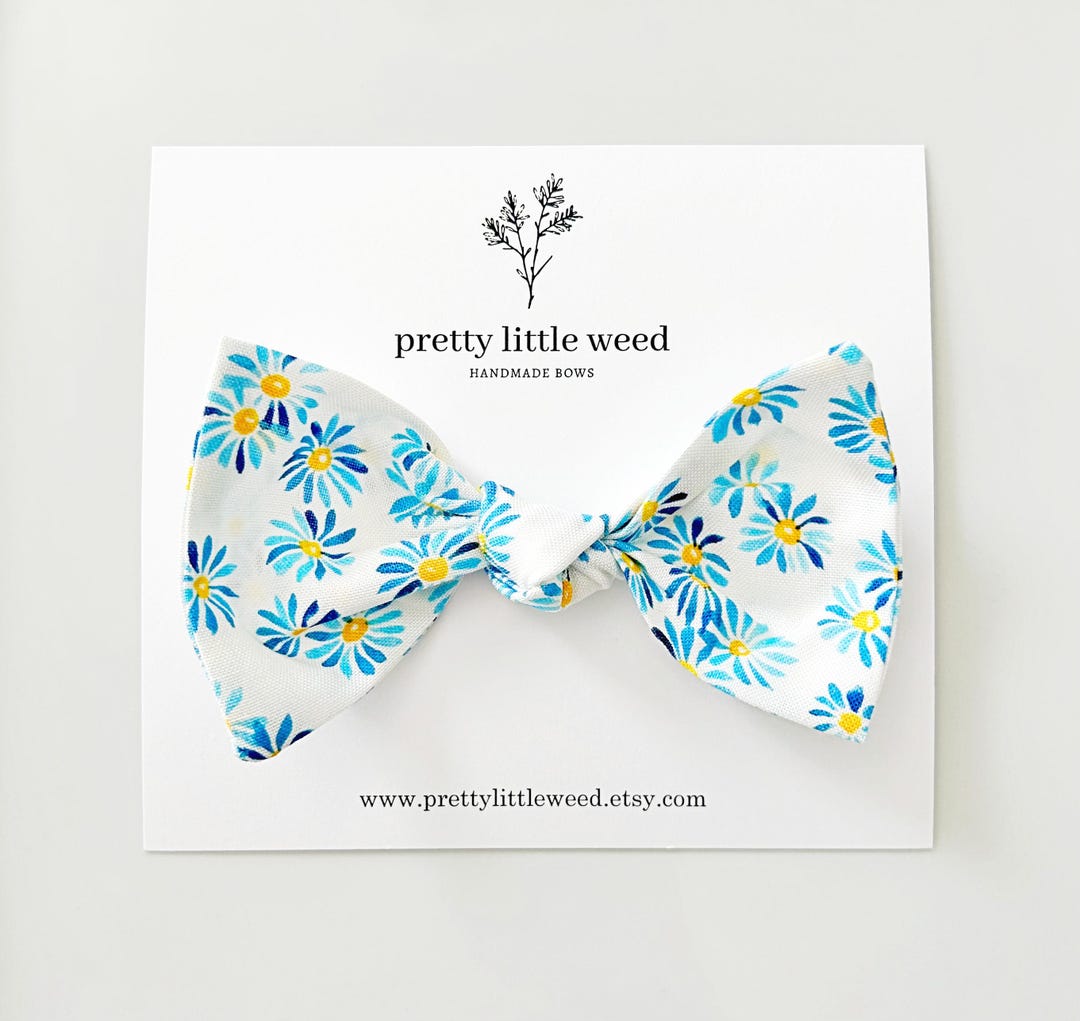 Blue Daisy Floral Hair Bow, Baby Headband or Clip - Etsy