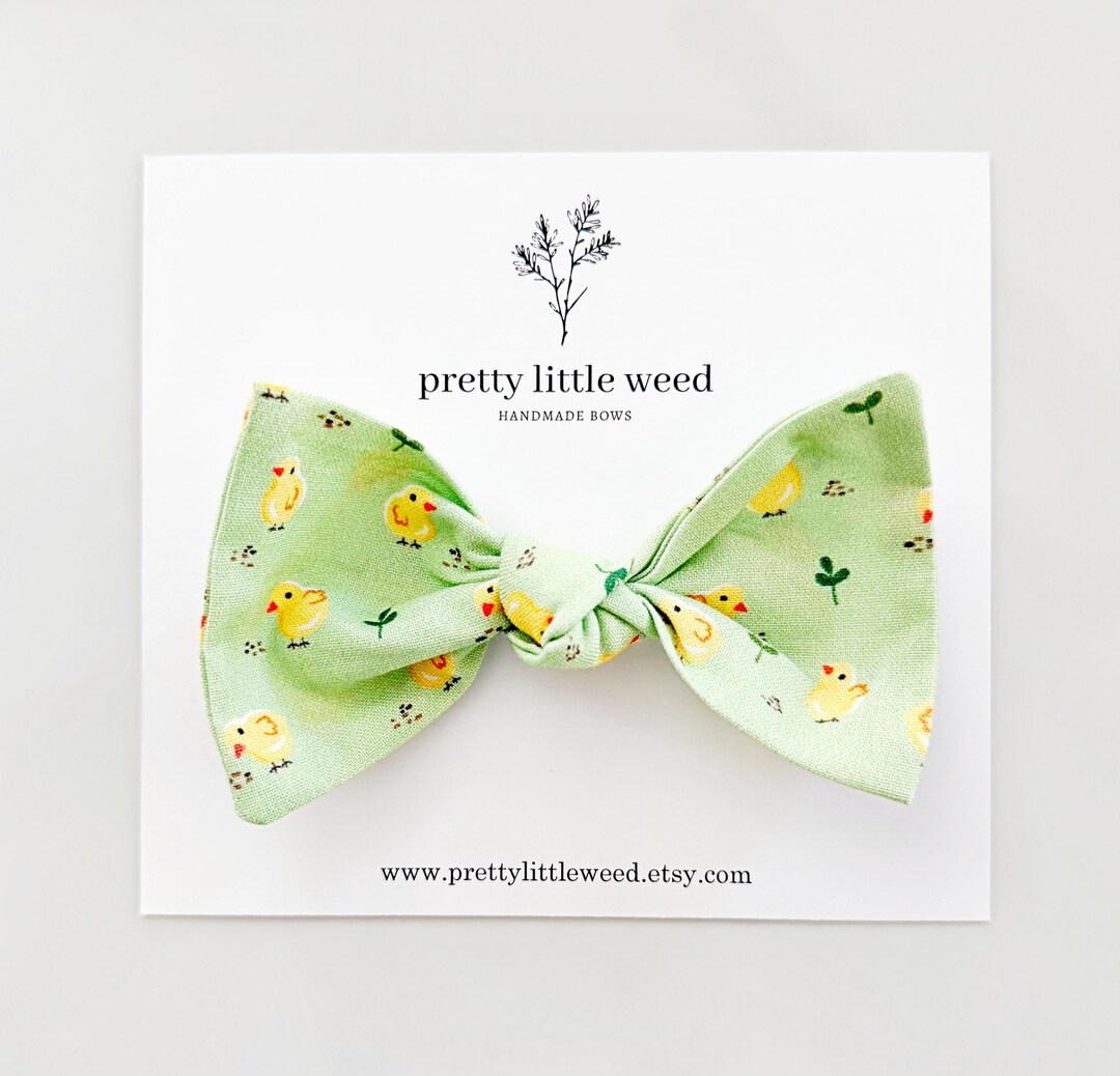 Green Baby Chick Hair Bow, Chicken Bow, Chicken Baby Bow, Farm Birthday ...