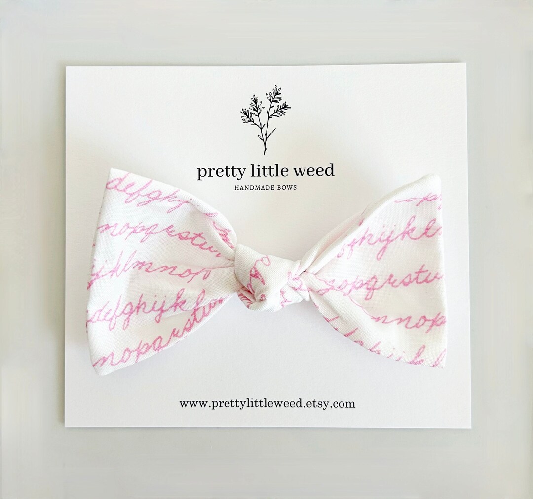 Pink Cursive Alphabet Hair Bow, Back to School Bow - Etsy