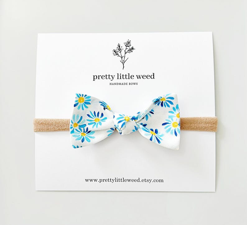 Blue Daisy Floral Hair Bow, Baby Headband or Clip - Etsy