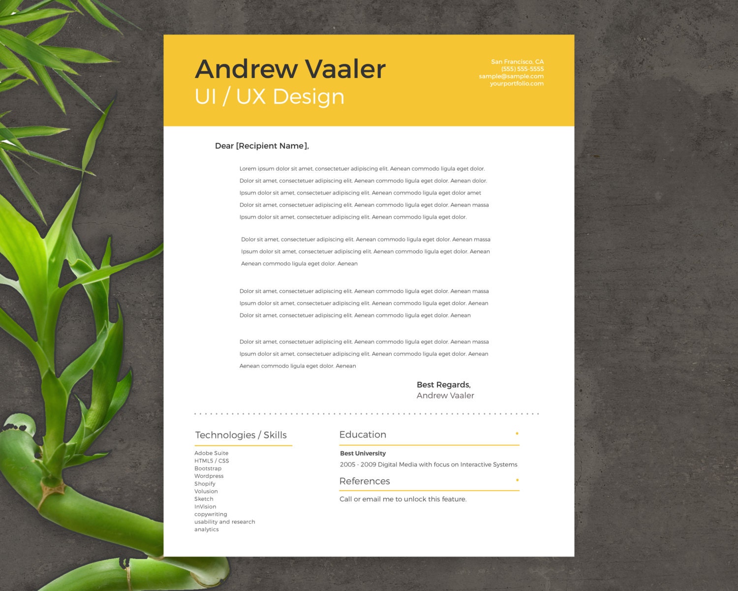 Haiku-resume-bc-cv-template - 4 Color Pack - Etsy