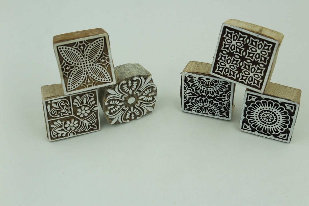 Popular Wooden Printing Block Stamp Set of 6 Square Designs - Etsy