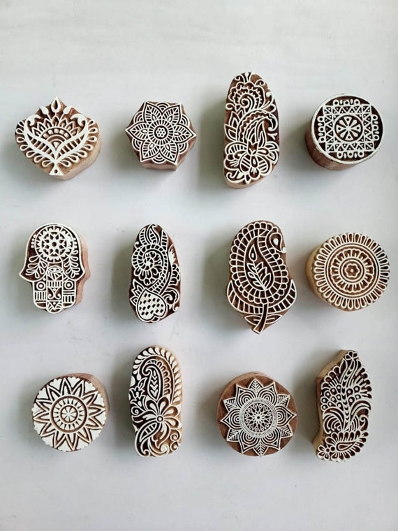 Craft Supplies & Tools Set of 24 wooden printing textile different ...