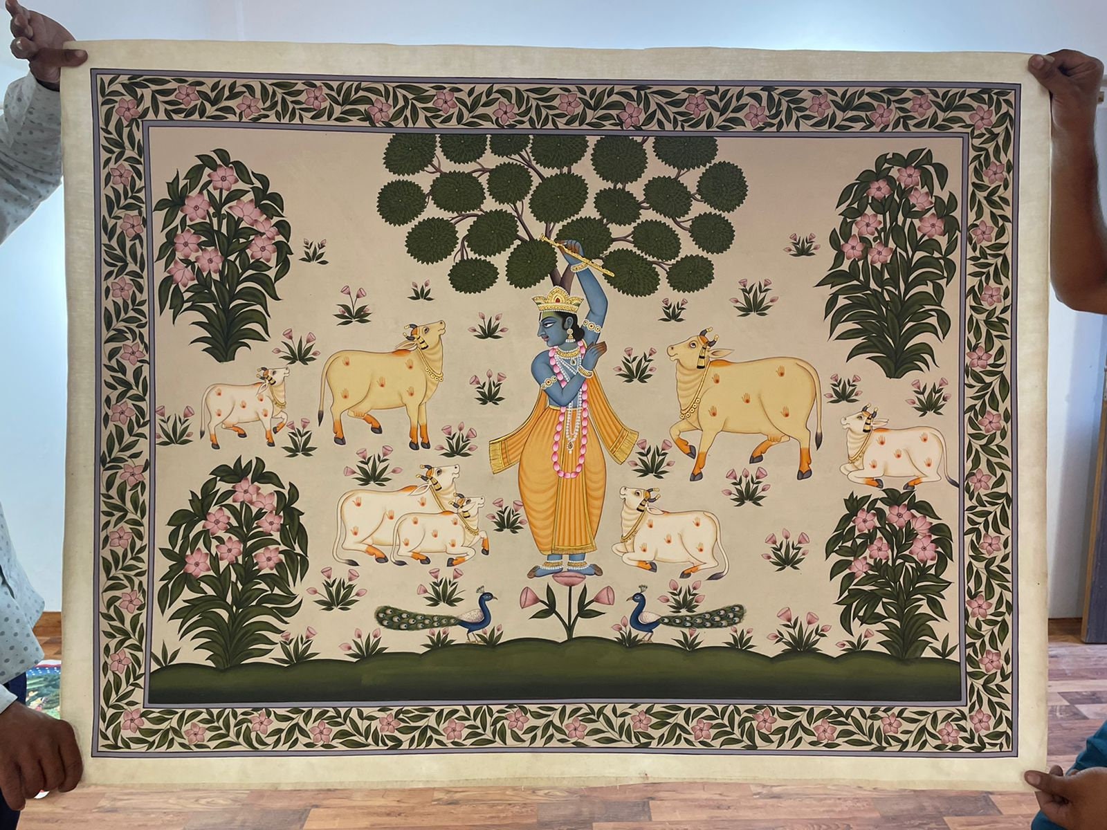 Krishna Pichwai Painting Wall Decor Hand Painted Artwork Cloth - Etsy