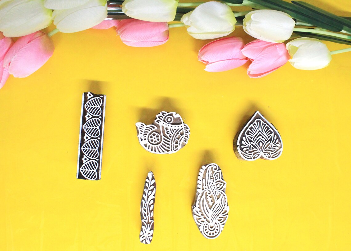 Wooden Block Print Stamp Animal Round Square Finger Wooden | Etsy