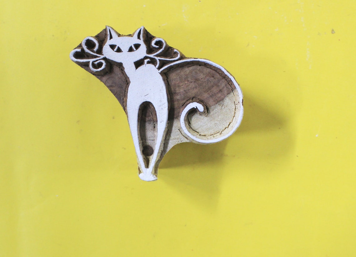 Decorative Cat Design Block Printing Textile Stamp Wood Print - Etsy