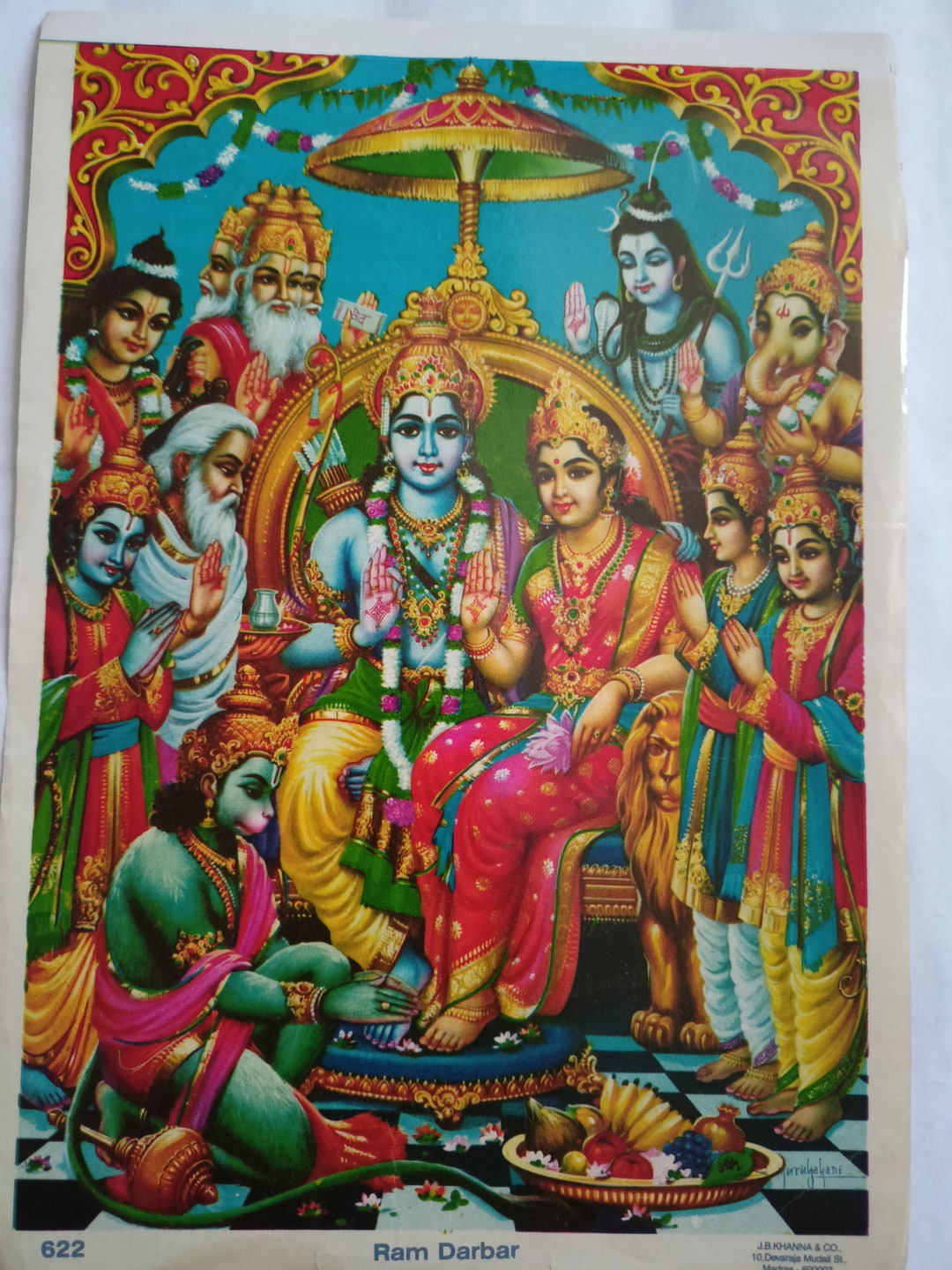 Antique Indian Lithograph Print Vintage Poster of Hindu Deity - Etsy