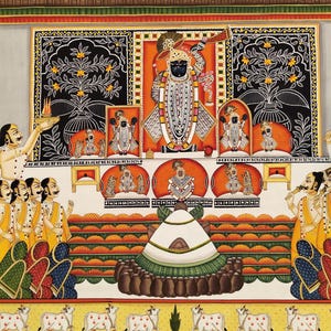 Handpainted Pichwai Painting of Shrinathji Ankoot Ankut Krishna ...