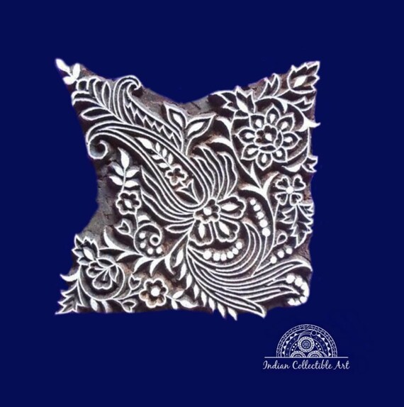 Wooden Printing Block Floral Design Hand Carved Stamp Fabric | Etsy