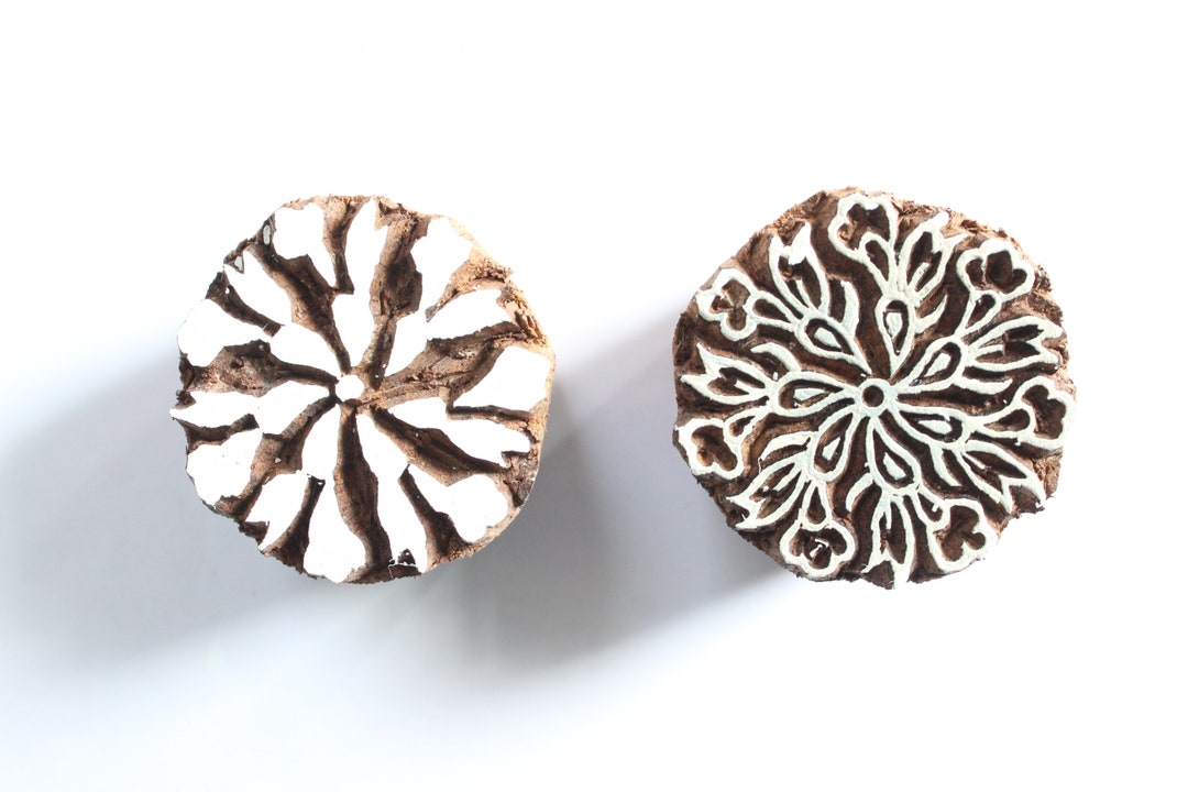 Wooden Stamp Double Block Printing Hand Curved Two Color - Etsy