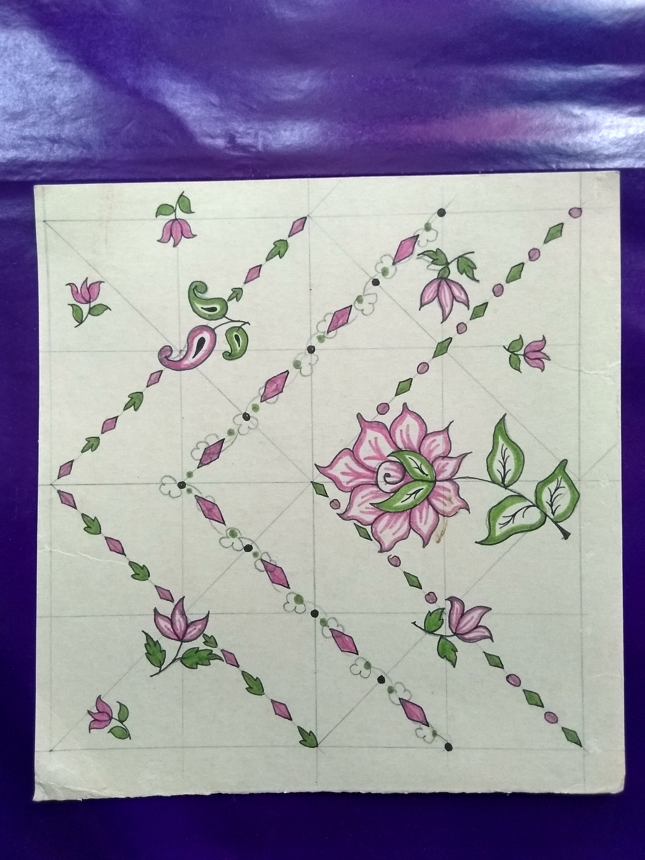 Indian Floral Design Handmade on Old Paper Textile Design - Etsy UK