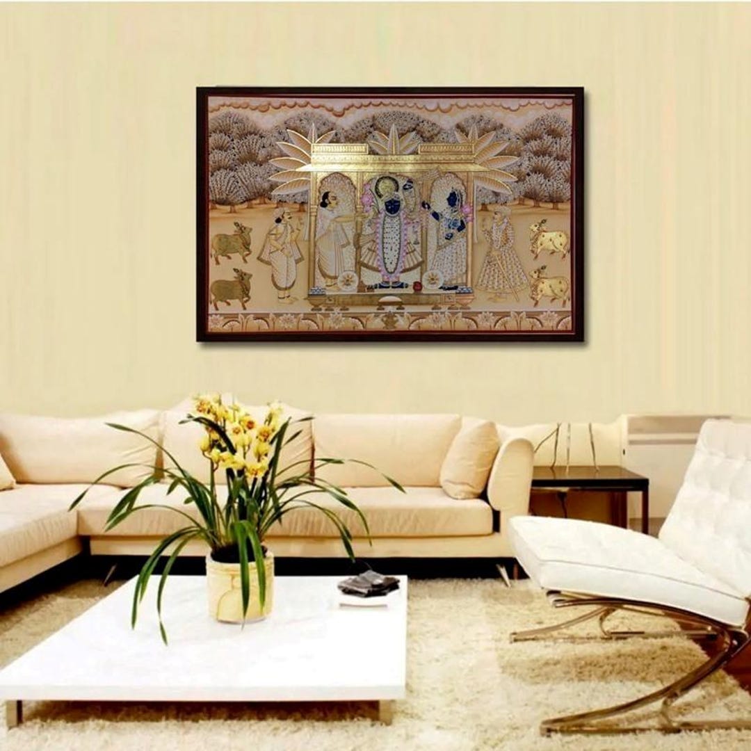 Real Gold 24kt Pichwai Painting of Lord Shrinathji Krishna Devotional ...