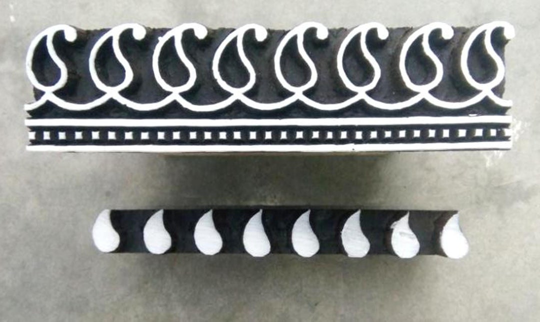 Wooden Stamp Double Border Block Printing Hand Curved Two Color - Etsy