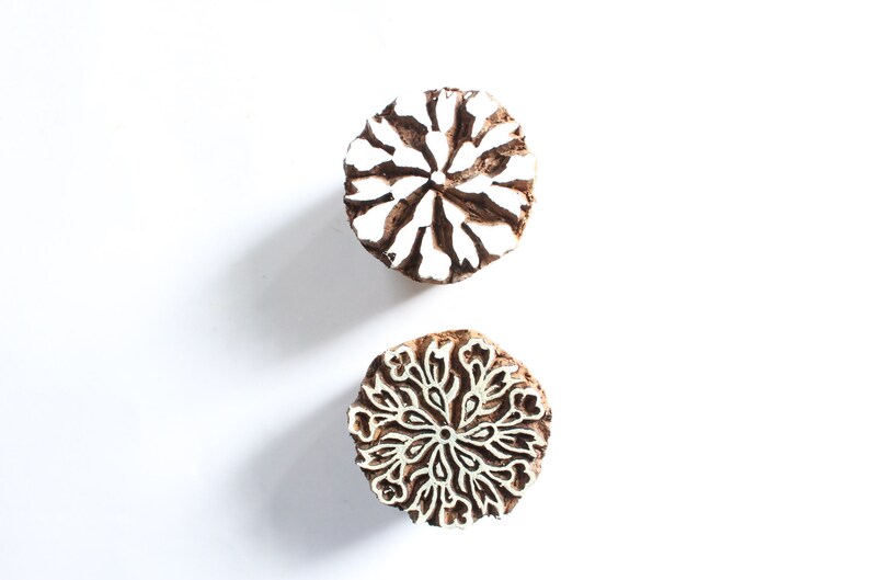 Wooden Stamp double block printing hand curved two color | Etsy