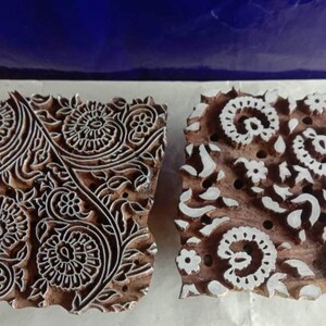 Wooden Printing Blocks Two Color Hand Curved Fabric Print - Etsy