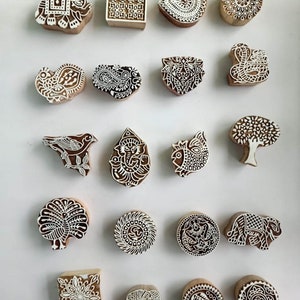 Handcrafted Indian Woodblock Printing Blocks - Lot of 20 PC - Mixed ...