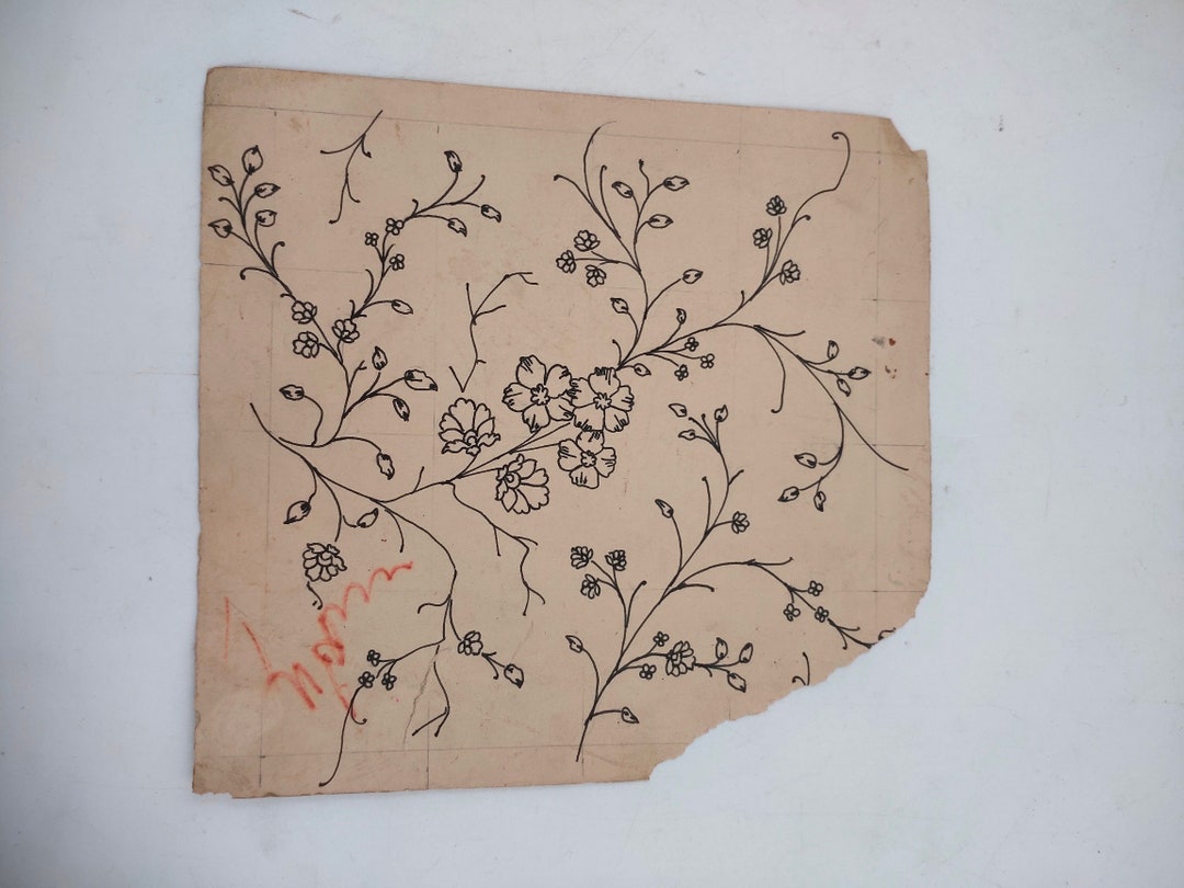 Vintage Indian Handmade Paper Design Floral Paisley Artwork - Etsy