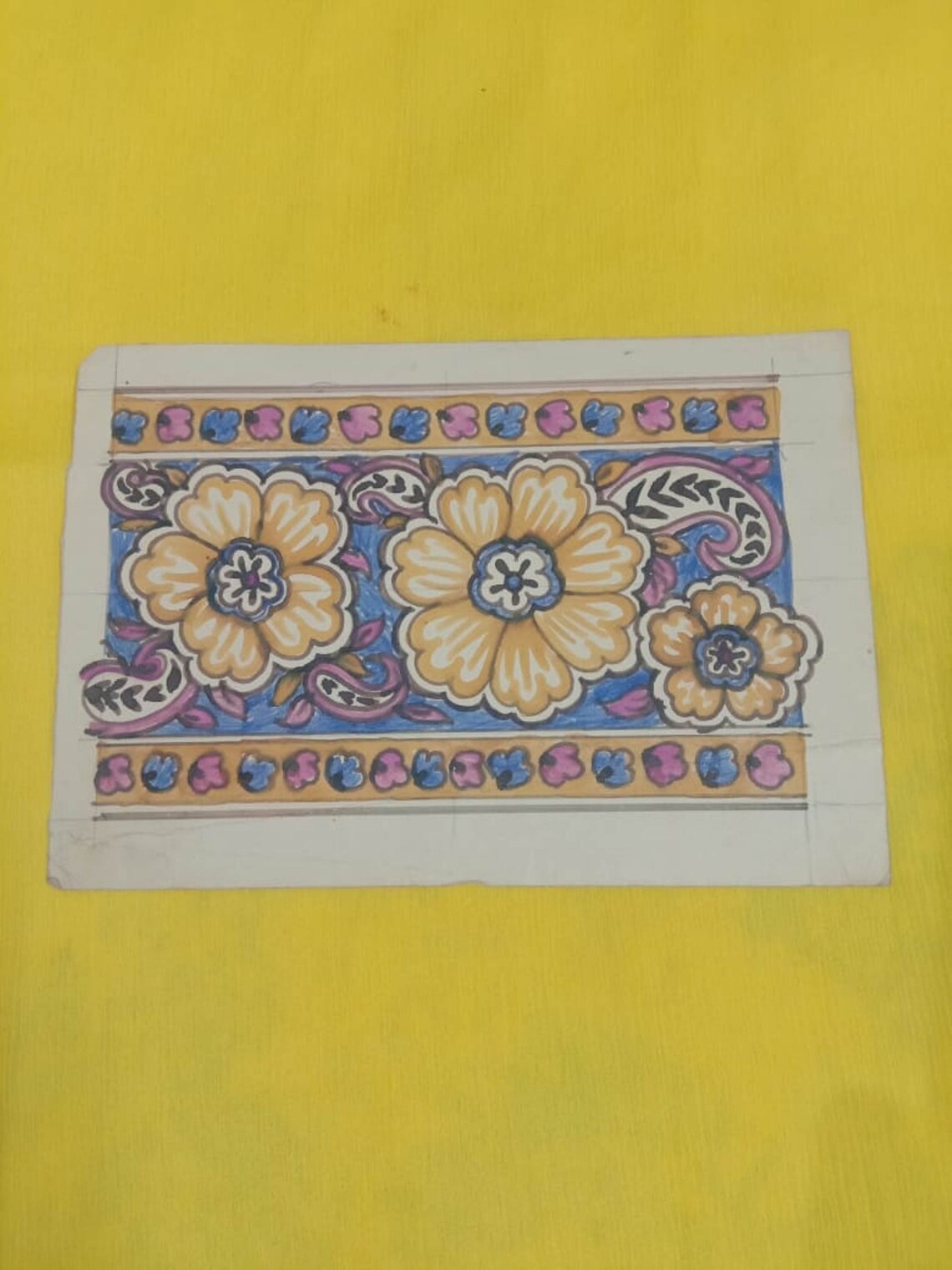 Vintage Floral Designs Hand Painted on Old Paper Collectible - Etsy