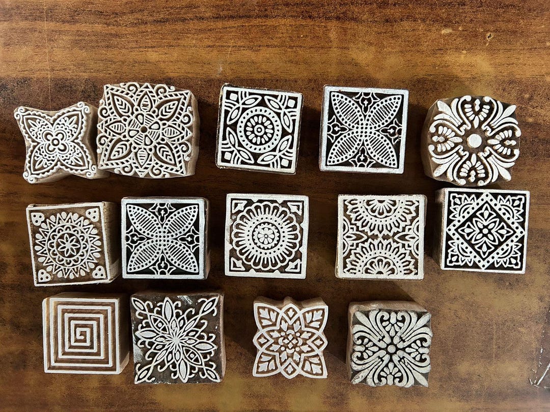 Geometric Design Hand Carved Printing Blocks - Assorted Designs - DIY ...