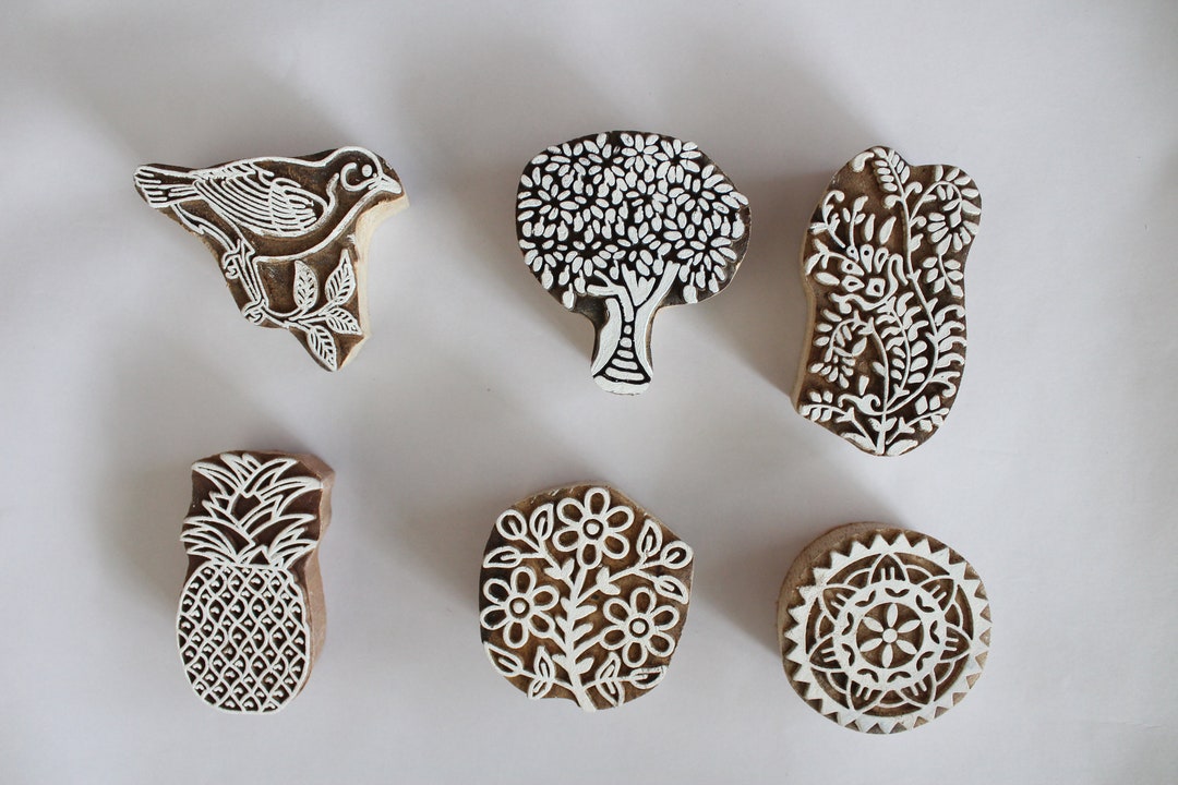 Wooden Printing Block Stamp Textile Design Set of 6 Heena Prints - Etsy