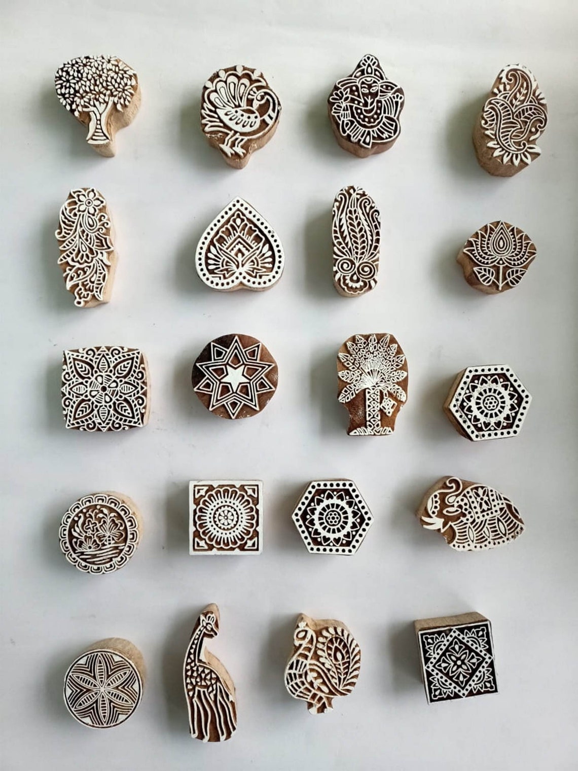 Wooden Printing Designs Set 20 of Textile Blocks Prints | Etsy