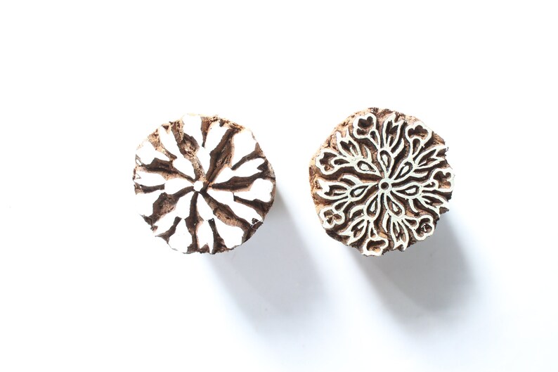 Wooden Stamp double block printing hand curved two color | Etsy