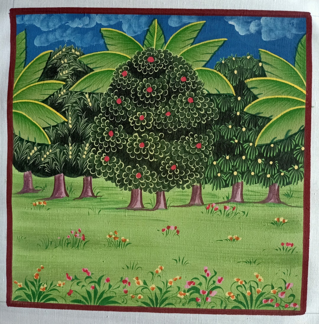 Beautiful Pichwai Painting of Tree Modern Style Small Handpainted ...