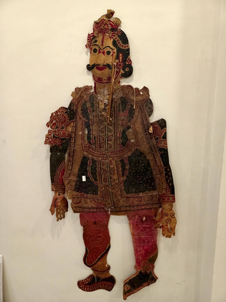 Old Puppet Original Leather Shadow Puppet Indrajeet Rare Fine Carving ...