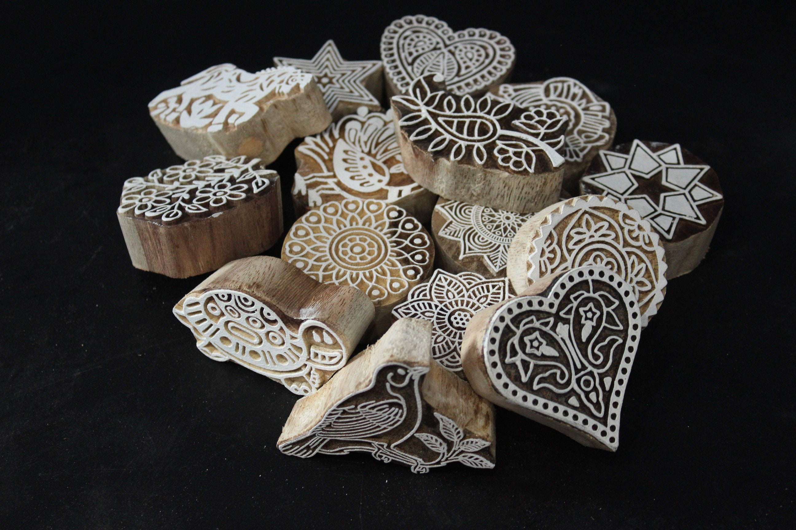 15 Unique Designs Wooden Block Print Stamps Dyi - Etsy
