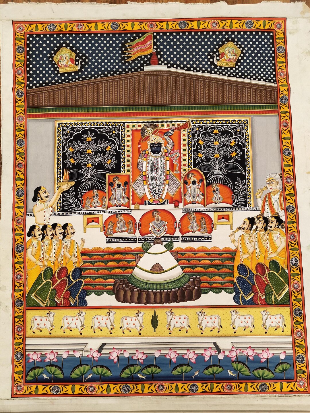 Handpainted Pichwai Painting of Shrinathji Ankoot Ankut Krishna ...