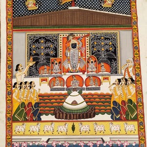 Handpainted Pichwai Painting of Shrinathji Ankoot Ankut Krishna ...