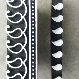 Wooden Stamp Double Border Block Printing Hand Curved Two Color - Etsy