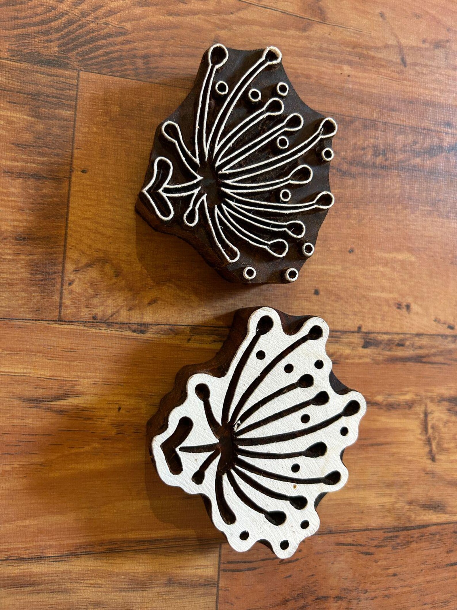 Two Color Wooden Printing Stamps Flower Designs - Etsy