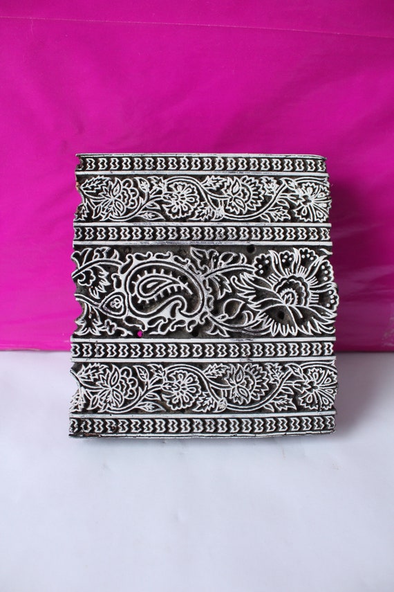Old Wooden Print Block Stamp hand curved fabric print dye vintage ...