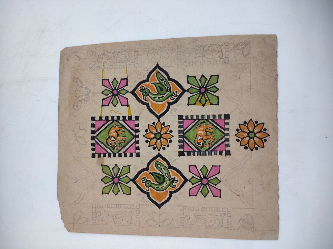 Antique Old Handmade Paper Designs Collectible Vintage Artwork - Etsy